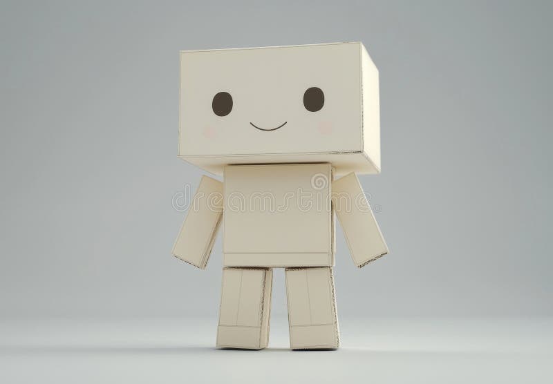 The Cardboard Box Robot Has a Smile on Its Face Stock Image - Image of ...