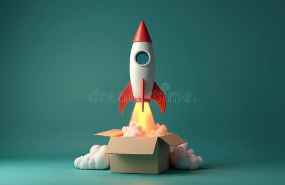 Cardboard Box with Rocket Ship Model Launching, Flight Simulation on ...