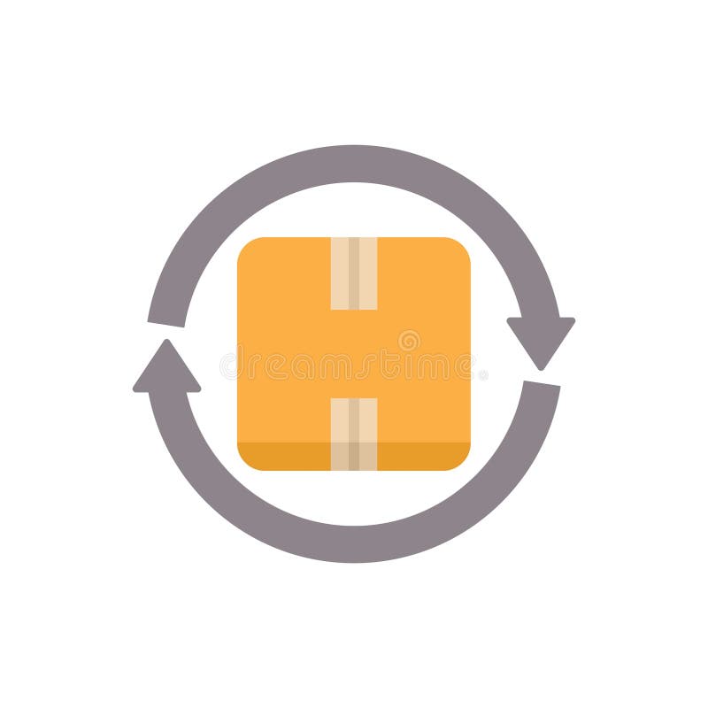 Cardboard Box Rotating Inside Circular Arrows Representing Return ...