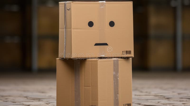 A Cardboard Box with a Sad Face on it. Generative AI Image. Stock ...