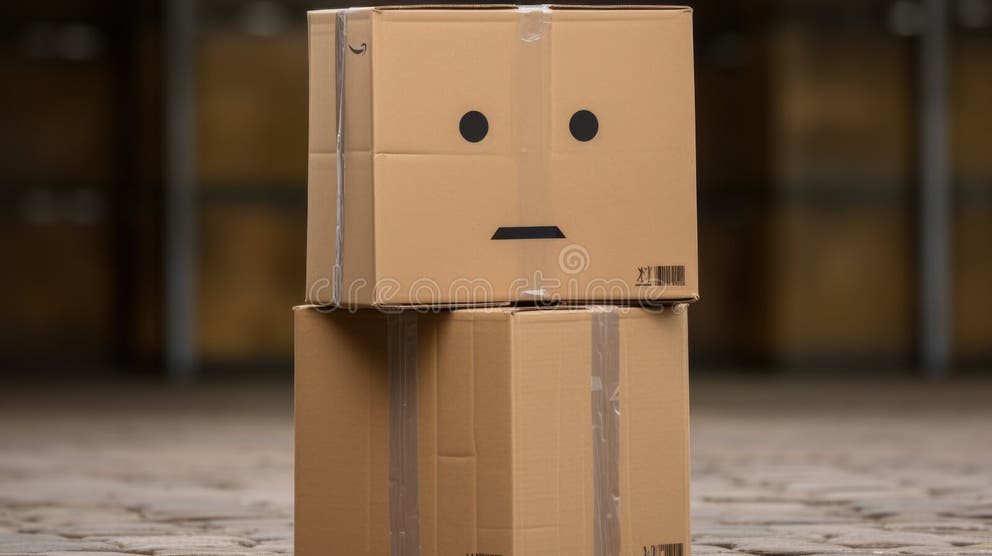 A Cardboard Box with a Sad Face on it. Generative AI Image. Stock ...