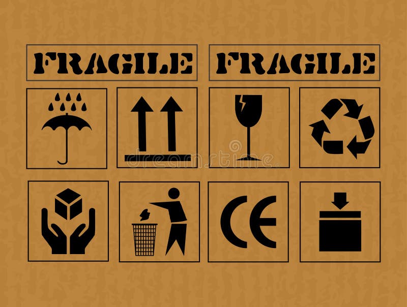 Symbols from Cardboard Box, Information Labels Stock Illustration ...