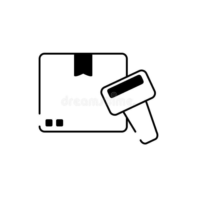 Cardboard Box Scanner Cargo Delivery Line Style Icon Stock Vector ...