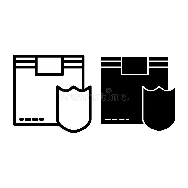 Cardboard Box and Shield Solid Icon. Package Box and Shield Vector ...