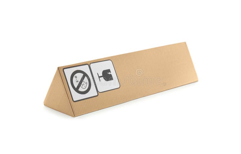 Cardboard Box with Shipping Label Isolated on White Stock Image - Image ...
