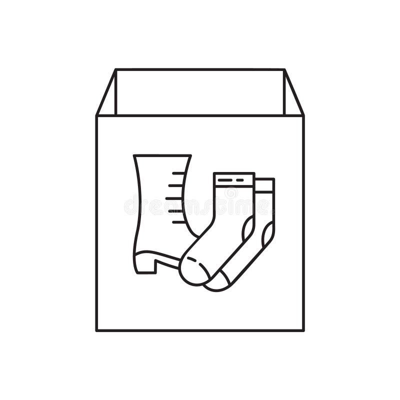 Cardboard Box with Shoes and Socks Icon. Linear Image for Illustration ...