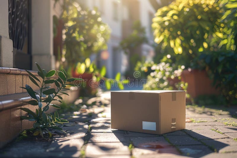 A Cardboard Box is Sitting on a Sidewalk Stock Image - Image of carton ...