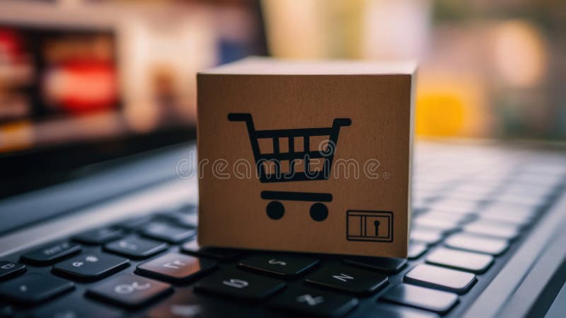 A Cardboard Box Sitting on Top of a Laptop Keyboard Stock Illustration ...