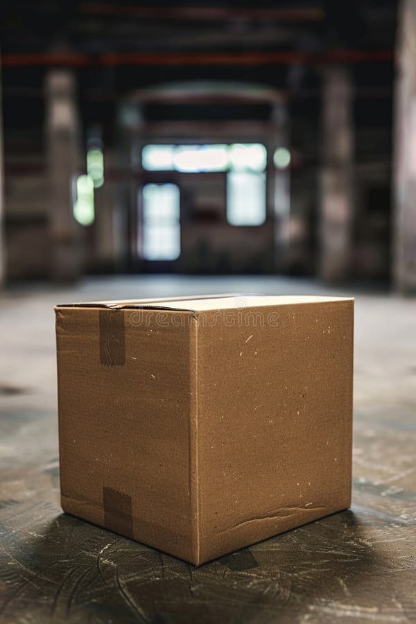 Cardboard Box Sitting on the Warehouse Floor, Suitable for Logistics ...