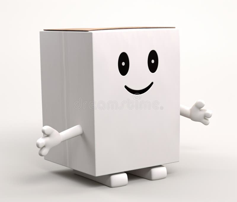 Cardboard Box Smiling, Delivery Box, Cartoon Parcel, Funny Courier ...