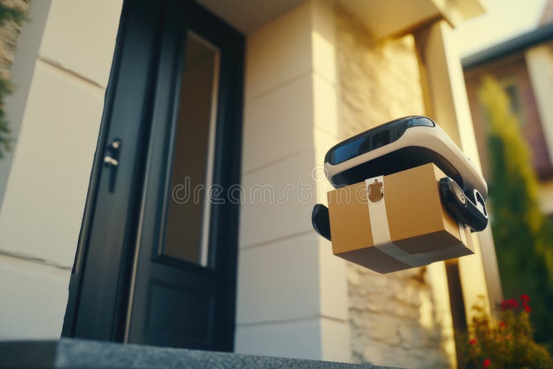 A Cardboard Box Soaring through the Air Outside a House Stock Photo ...