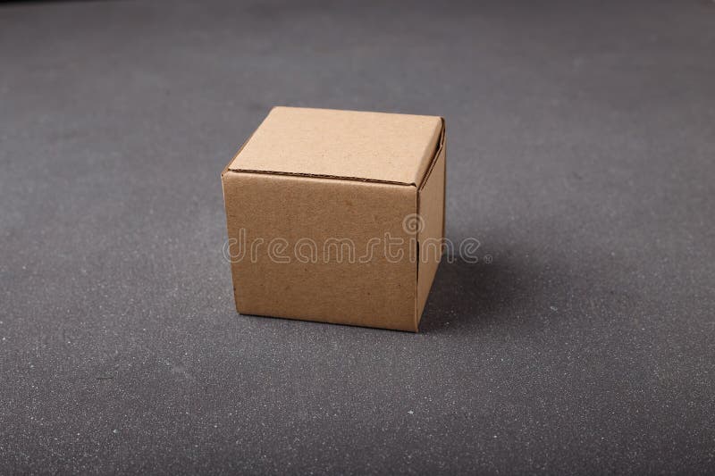 Cardboard Box, Square Brown Carton Container on Grey Background. No ...