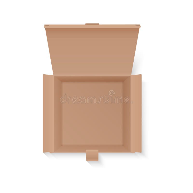 Cardboard Box of Square Shape with Open Lid, Empty Parcel Package ...