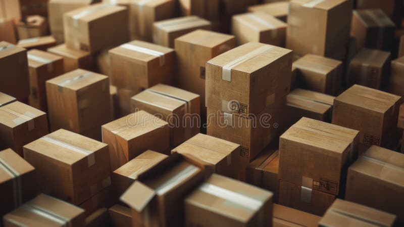 Cardboard box stacks stock image. Image of palletized - 375513965
