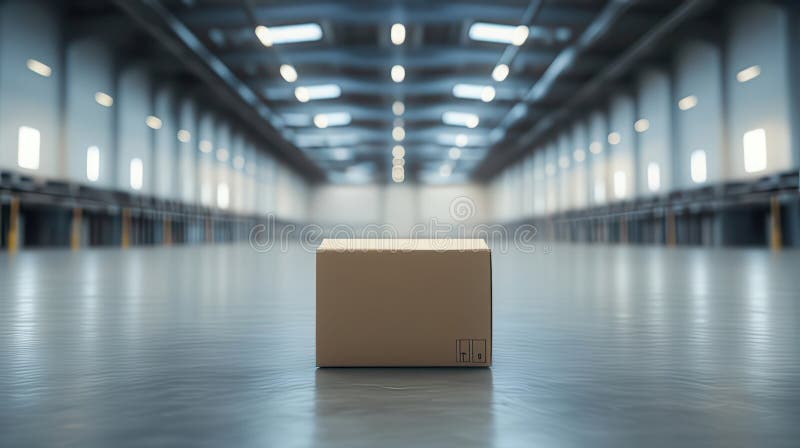 Cardboard Box Standing in Empty Distribution Warehouse with Loading ...