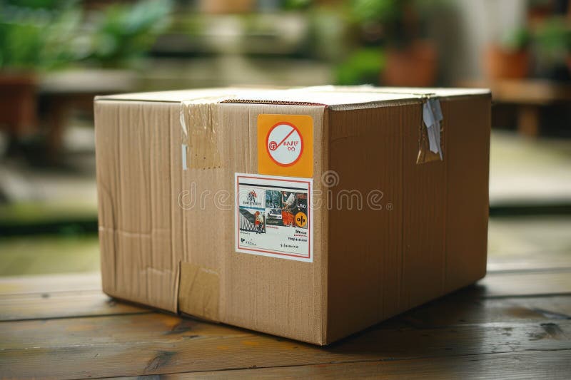 Cardboard Box with Stickers Stock Image - Image of paper, shipment ...