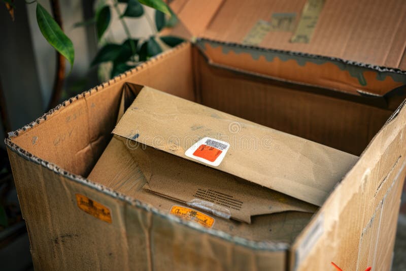 Cardboard Box with Stickers Stock Image - Image of parcel, logistic ...