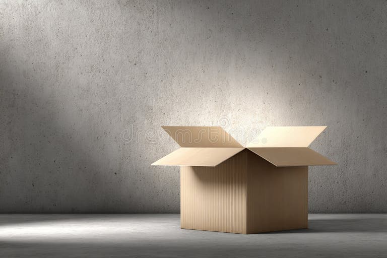 A Cardboard Box, Still Unopened, Rests on the Concrete Floor of an ...