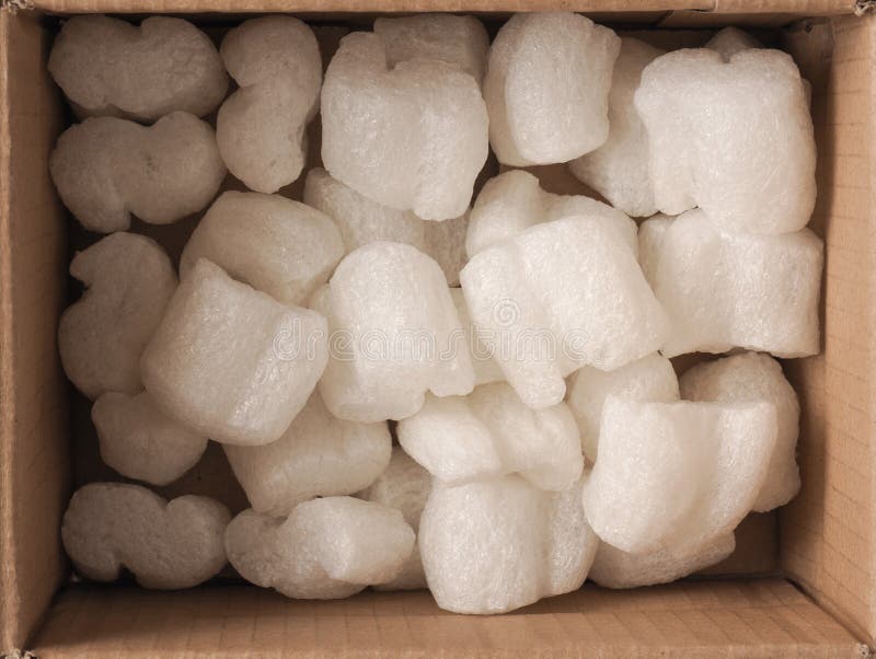 Cardboard Box with Styrofoam Fill Stock Image - Image of texture, open ...