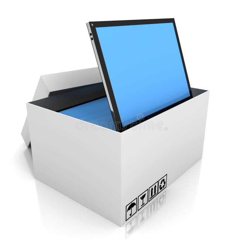 Cardboard Box and Tablet Computer PC Stock Illustration - Illustration ...