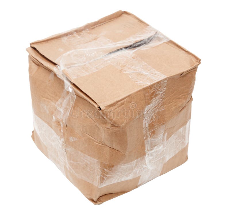 A Cardboard Box with Tape on it Stock Image - Image of gift, package ...