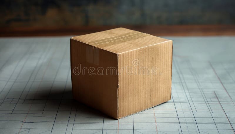 Cardboard Box on Technical Drawing Stock Image - Image of paper, mail ...