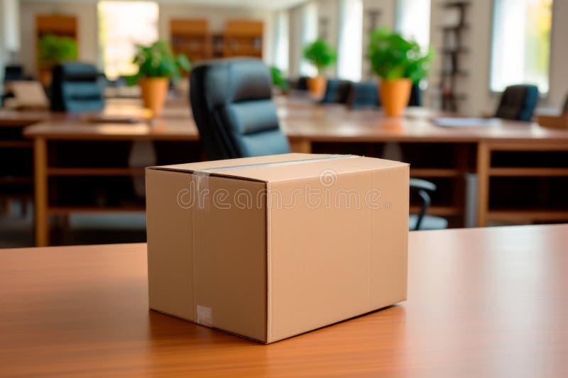 Cardboard Box with Things on the Table in the Office. Office Moving ...