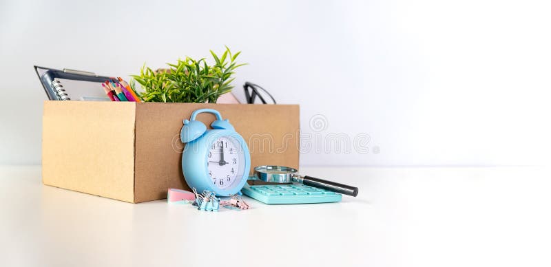 Cardboard Box with Things To Move on a White Isolated Background, Copy ...