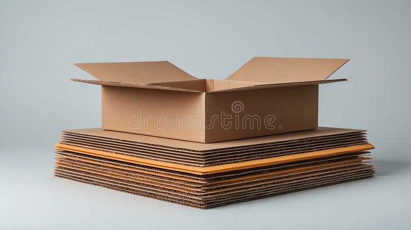 Cardboard Box on Top of Layered Cardboard Sheets in a Minimalistic ...