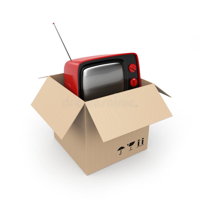 Cardboard box with TV stock illustration. Illustration of clipart - 6841211