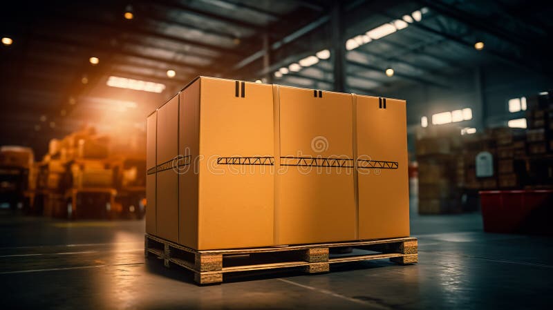 Cardboard Box on Warehouse Floor, Compact and Ready for Delivery and ...