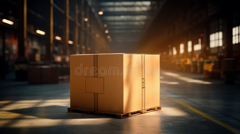 Cardboard Box on Warehouse Floor, Compact and Ready for Delivery and ...