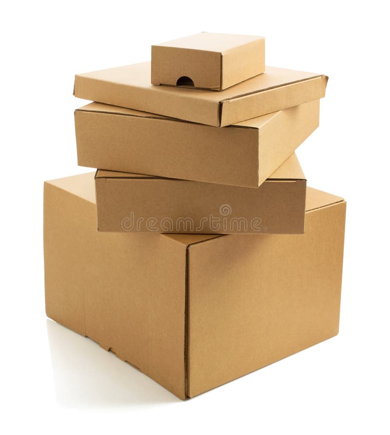 Cardboard Box on White Background. Three Angles on an Isolated ...