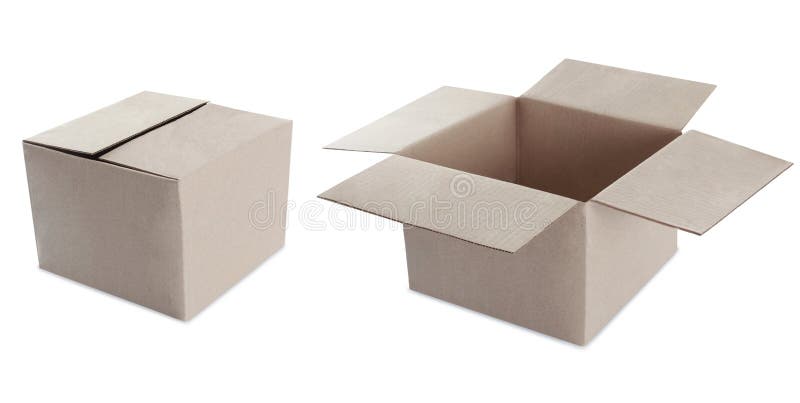 Cardboard Box on White. Open and Closed Stock Photo - Image of empty ...