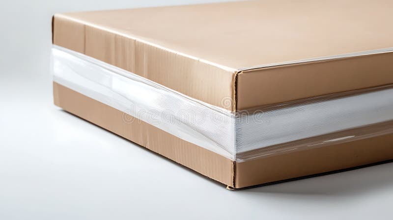 A Cardboard Box with a White Plastic Wrap on it Stock Photo - Image of ...