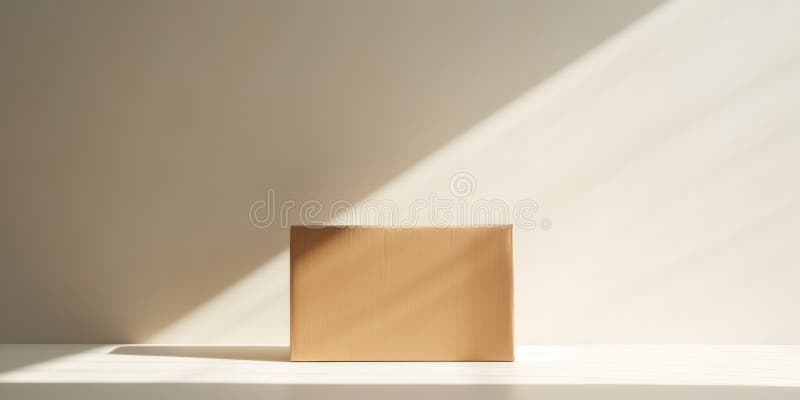 Cardboard Box on White Surface Under Sunlight. Minimalist Cardboard ...