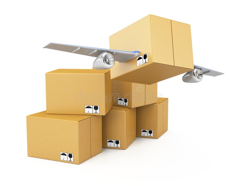 Flying cardboard box stock illustration. Illustration of concept - 39833896