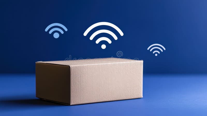 A Cardboard Box with Wireless Signals Above it, Symbolizing Smart ...