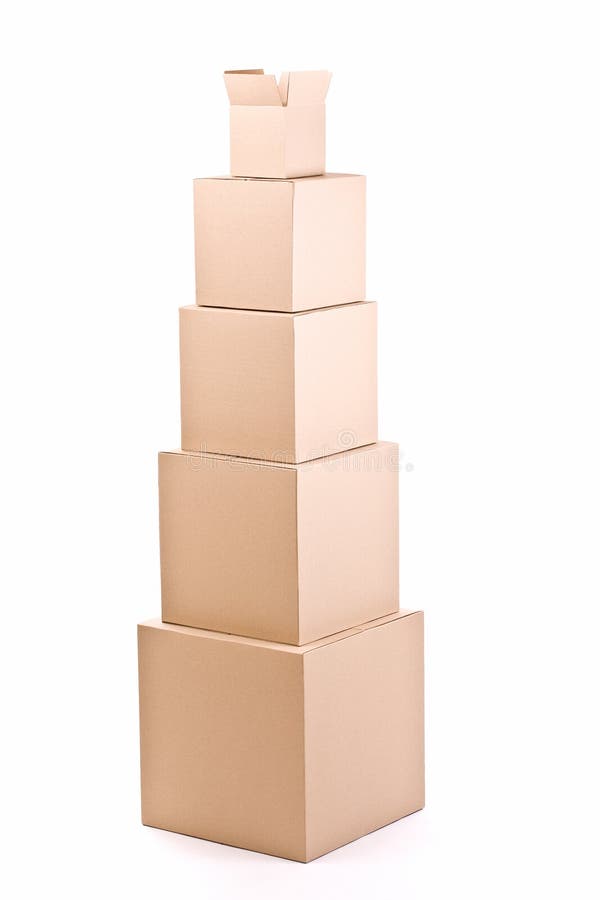 Brown Cardboard Boxes Arranged in Stack Stock Image - Image of balance ...