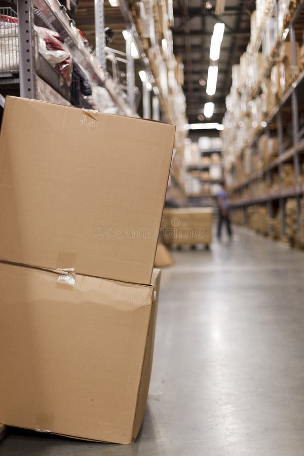 Cardboard Boxes In The Aisle Picture. Image: 16223539