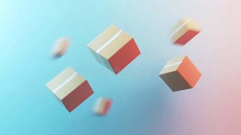 Cardboard Box Floating in the Air with Simple Plain Background ...