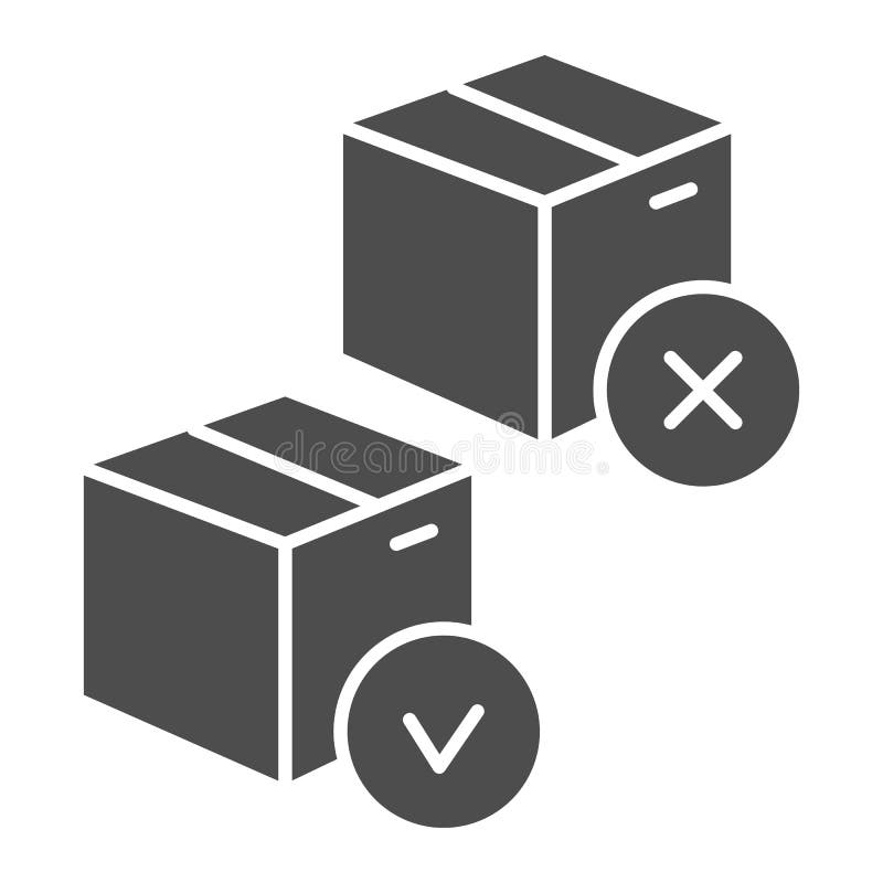 Cardboard Boxes Approved and Rejected Thin Line Icon, Logistic and ...