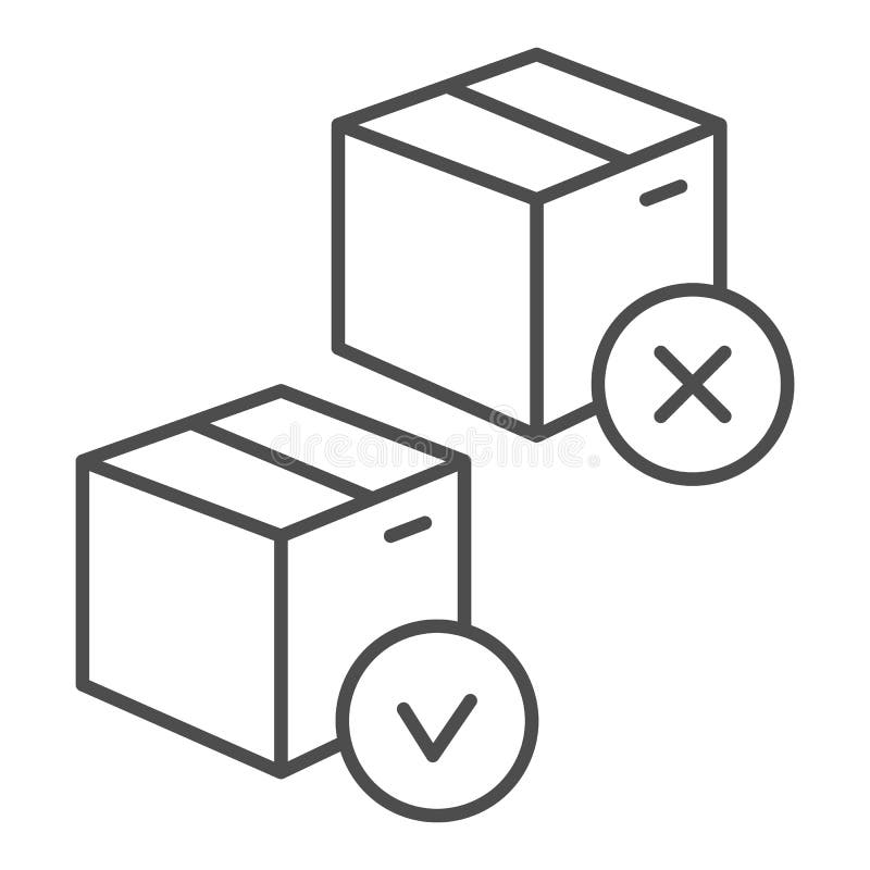 Cardboard Boxes Approved and Rejected Thin Line Icon, Logistic and ...