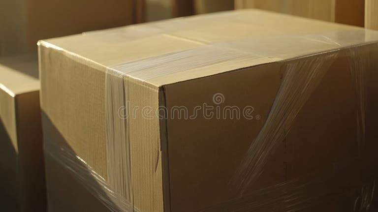 Cardboard Boxes Arranged on a Grid Surface Symbolize E-commerce and ...