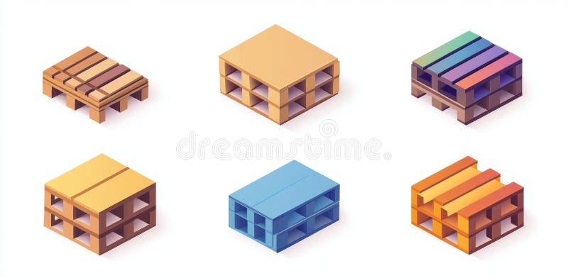 Cardboard Boxes Arranged on a Wooden Pallet. Front View of Assorted ...