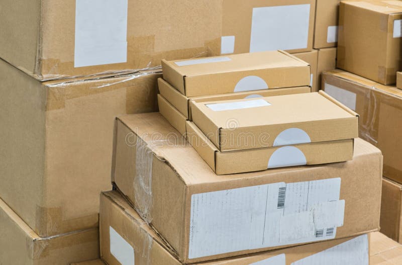 Cardboard Boxes Assorted Sizes Packed for Shipping. Stock Photo - Image ...