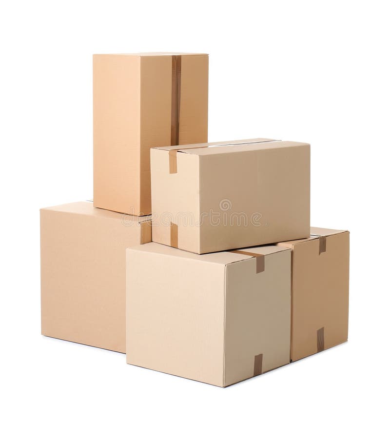 Cardboard Boxes on Background Stock Image - Image of parcel, isolated ...