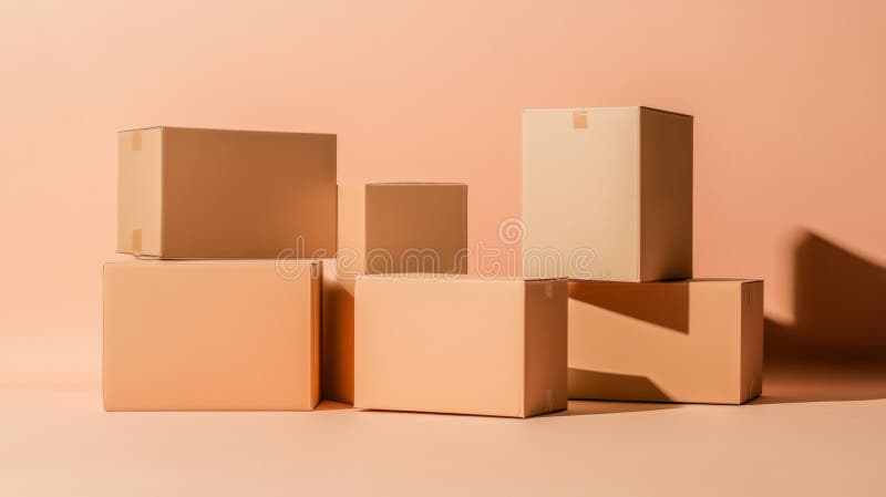 Cardboard Boxes Balancing on Each Other in Levitating Equilibrium Stock ...