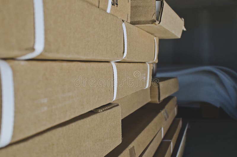 Cardboard Boxes in the Cargo Shipping Area Stock Photo - Image of foam ...