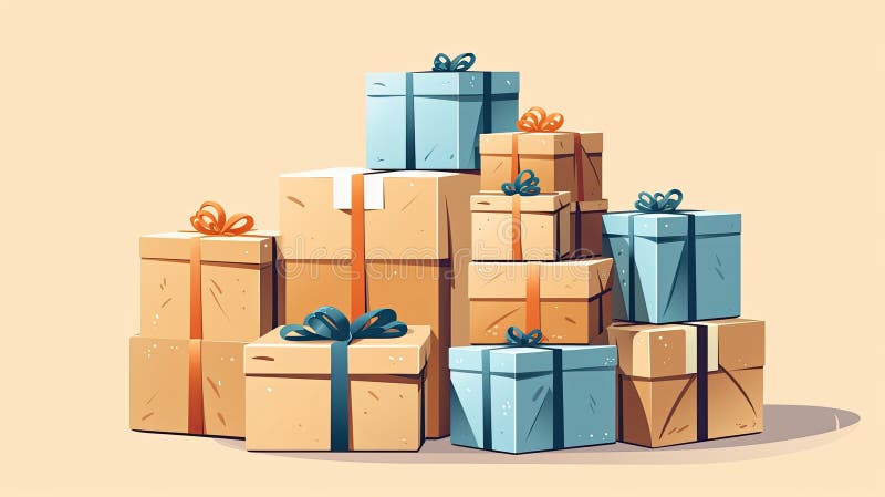 Cardboard Boxes or Carton Gift Boxes Stock Illustration - Illustration ...